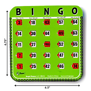 Regal Bingo Bulk Bingo Cards with Sliding Windows - Reusable Large Print Bingo Game Cards for Adults Large Group - 8 Pack, Green