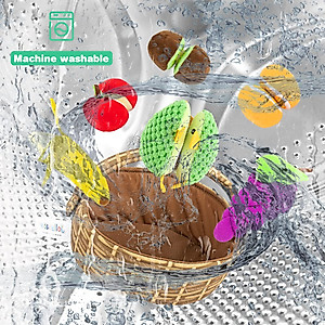 Inbeby Peelabe Play Food Toys,My First Plush Fruit Basket, Soft Plush Play Food Toy for Baby 6 12 18+ Month,Toddler Girl Boy Toy Gift for 12-18 Month(Avocado/Kiwi/Banana/Orange/Apple/Grape)