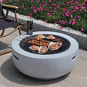 Wyxy Fire Pits for Gardens and Terraces, Outdoor Garden Fire Bowls with Grills and Net Covers, Round Table Tops for Placing Drinks and Barbecue Supplies