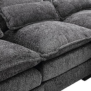 U Shaped Modular Sectional Sofa with Double Chaise, Comfy Chenille Upholstery Cloud Couch, Large Overstuffed Sleeper Sofá with Wooden Legs & Memory Foam for Living Room Furniture Sets