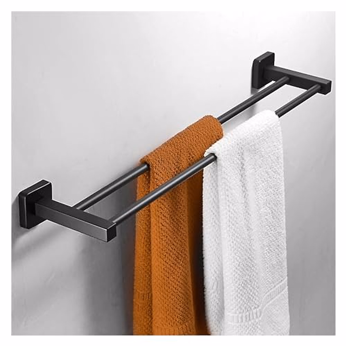 Towel Racks Wall Mounted Towel Rails,Bath Double Towel Storage Rack Towel Bar Space Aluminum Towel Rod for Bathroom or Kitchen, Bathroom Hardware/50Cm (Size : 60Cm)