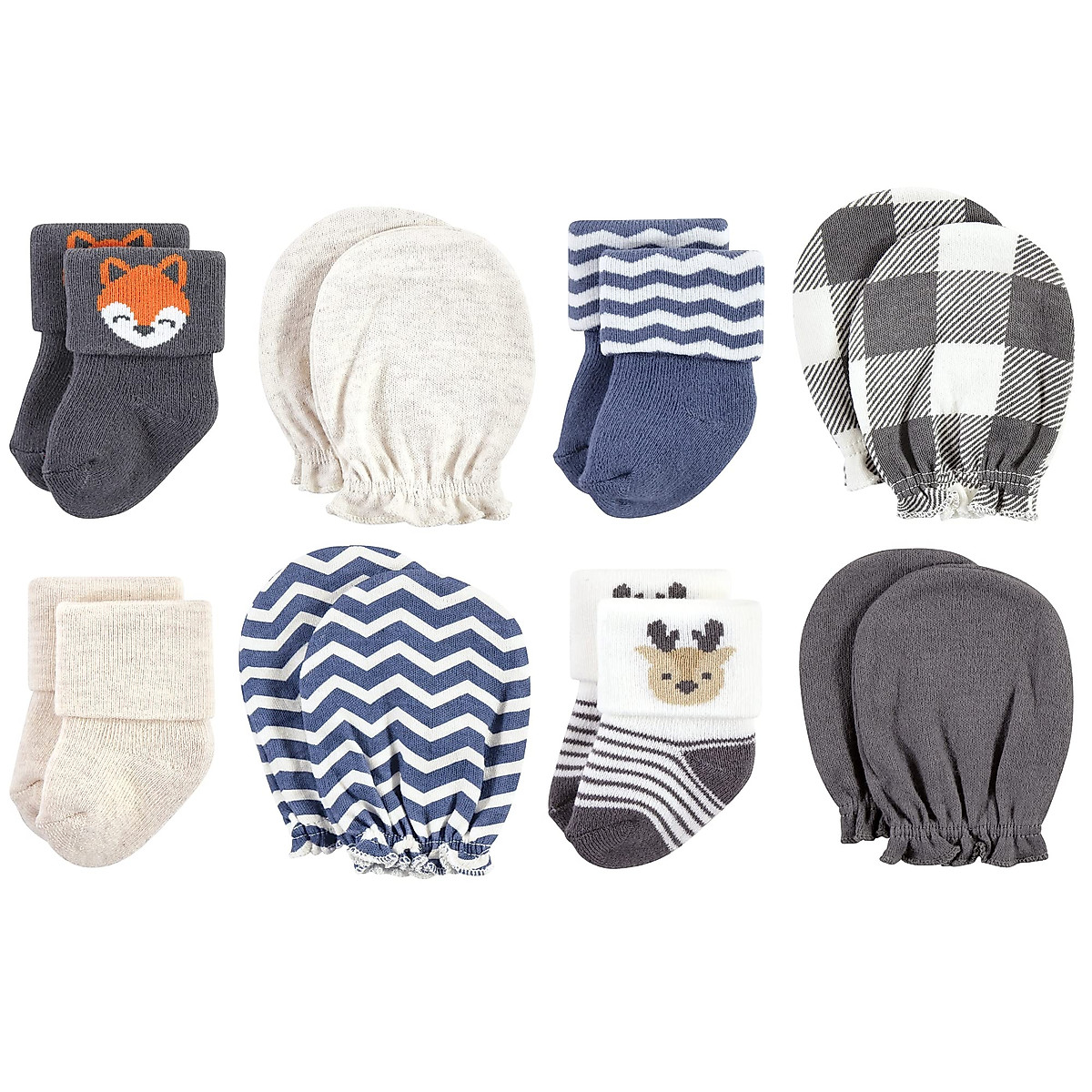 Hudson Baby Unisex Baby Socks and Mittens Set, Woodland Boy, 0-6 Months