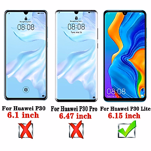 beukei (3 Pack) Compatible for Huawei P30 Lite Screen Protector Tempered Glass, Full Screen Coverage, Touch Sensitive,Case Friendly, 9H Hardness