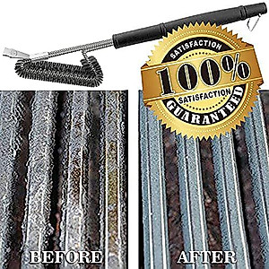 GRILLART Grill Brush and Scraper BBQ Brush for Grill, Safe 18" Stainless Steel Woven Wire 3 in 1 Bristles Grill Cleaning Brush, BR-4516