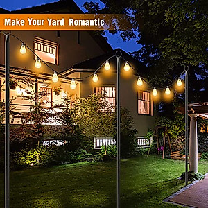 aneeway Outdoor Light String Pole, 8.9ft Heavy Duty Poles with 5-Prong & Hooks, Light Poles for Patio, Garden, Backyard & Party, Wedding, Holidays - 2 Pack, Matte Black