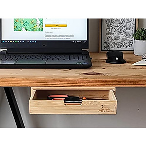 Poor Charlie Under Desk Drawer - Self Adhesive Bamboo Drawer - Sleek and Modern Design - Easy Installation - Compatible with Most Desks