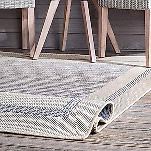 nuLOOM Charter Bordered Solid Indoor/Outdoor Area Rug, 6' 7" x 9', Light Grey