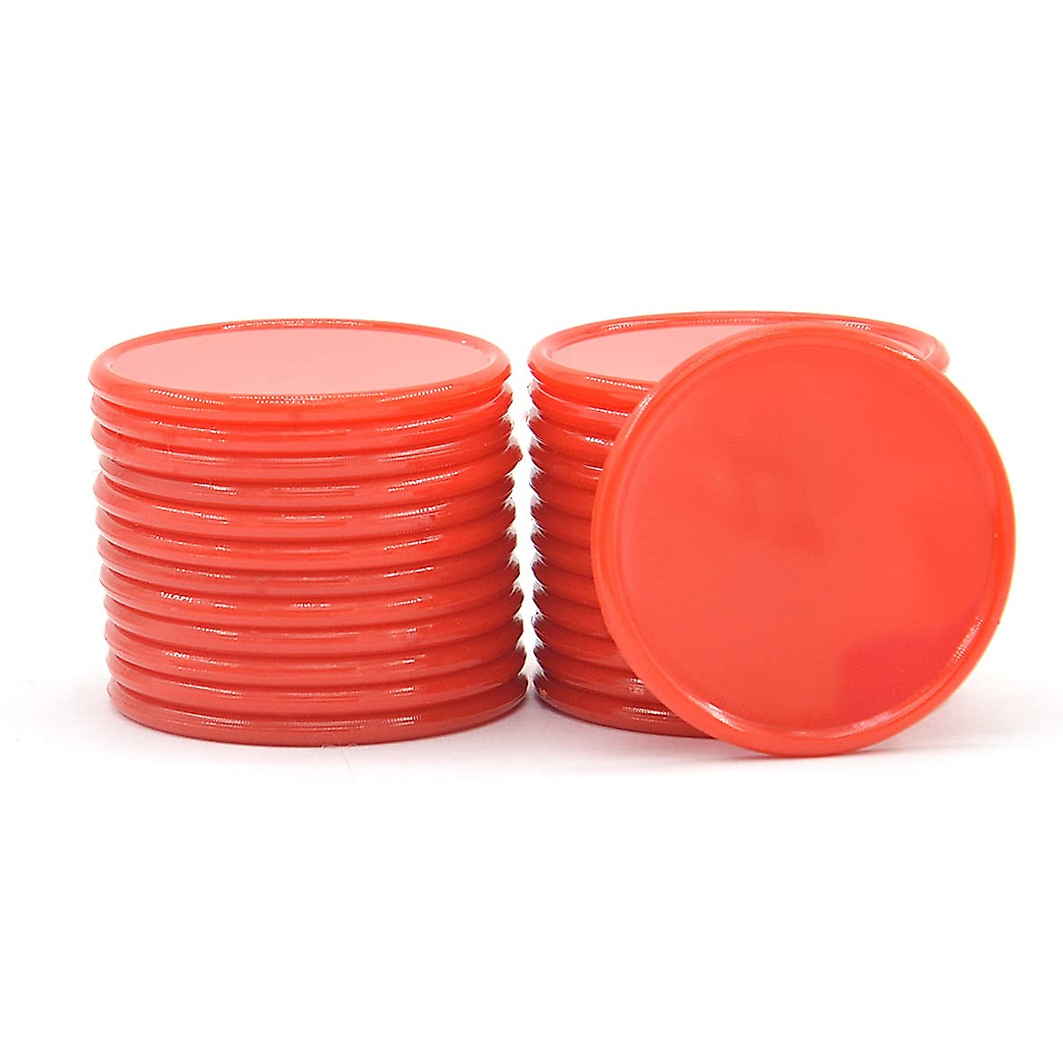 Qierlean 100 Pieces Counters Counting Chips Plastic Markers Multi Colors for Bingo Chips Game Tokens (Red)