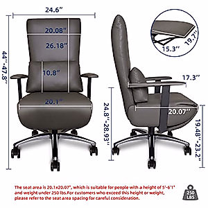 FIBO Gravity-Sensing Executive Home Ergonomic Office Chair Reclining Office Chair with Foot Rest & Headrest, High-Back PU Leather Computer Desk Chairs with Back & Lumbar Support Task Chair, (Darkgrey)