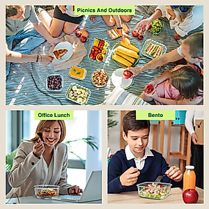 Glotoch 12 Sets Glass Food Storage Containers with Lids, Oven Safe Meal Prep Containers Reusable Glass Lunch Containers for Adults, Airtight Recipientes de Vidrio Con Tapa for Freezer & Dishwasher