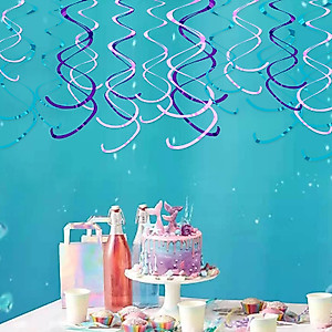 36PCS Hanging Swirls Decorations, Plastic Foil Party Ceiling Streamers Dual Spirls Ceiling Hanging Decors for Birthday, Wedding, Baby Shower Frozen Girls Party Supplies(Purple+Pink+Blue)