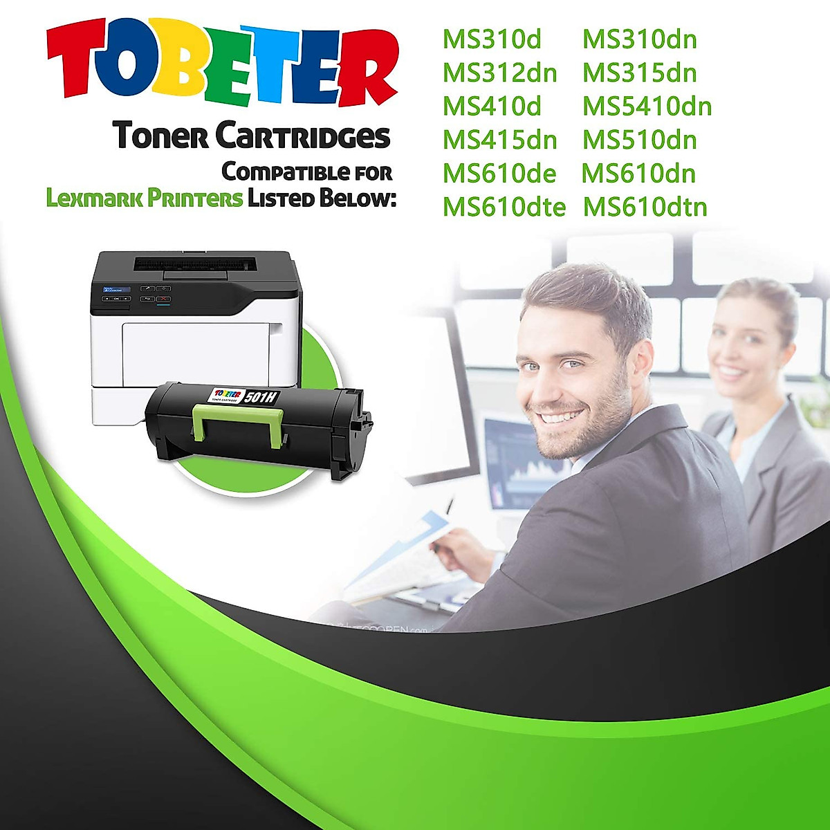 ToBeter 501H 50F1H00 High Yield Remanufactured Toner Cartridge for Lexmark MS310, MS312, MS315, MS410, MS415, MS510, MS610 Printer (up to 5,000 Pages)