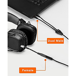 Headphone Splitter for Computer 3.5mm Jack Audio Microphone Splitter Female to Headset/Mic Dual Male Stereo Adapter Earphones Port to Gaming Headset PC Laptop Converter (White)