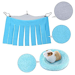 Filhome Guinea Pig Hideout and Sleeping Bed, Corner Fleece Forest Hamster Hideout Hammock Cage Accessories for Hamster Hedgehog Rats Chinchilla