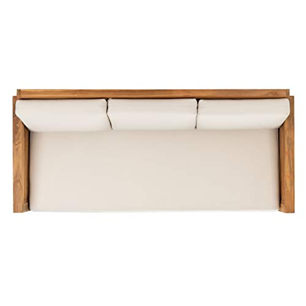 Safavieh CPT1008A Couture Guadeloupe Brazilian Teak Outdoor 3-Seat Patio Sofa, Natural/White