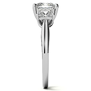 10K Solid White Gold Handmade Engagement Ring, 3 CT Princess Cut Moissanite Diamond Solitaire Bridal/Wedding Ring for Women/Her, Minimalist Ring Anniversary Ring For Gifts (11)