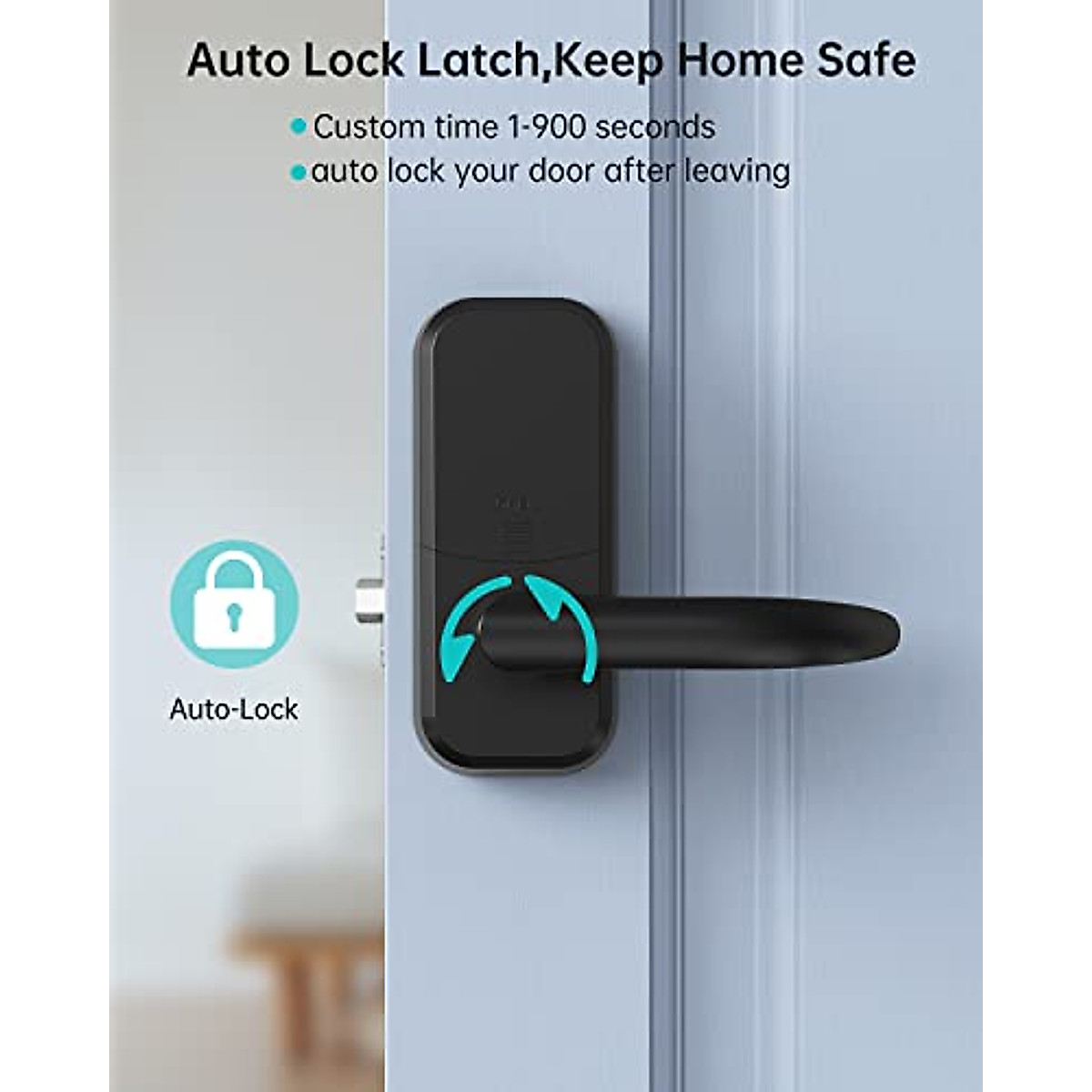 Hornbill Smart Lock Keyless Entry with Handle - Fingerprint Door Locks for Front Door - Keypad Electronic Digital Biometric Bluetooth Passcodes Alexa App Control Touch Screen Key Fobs - Airbnb Home