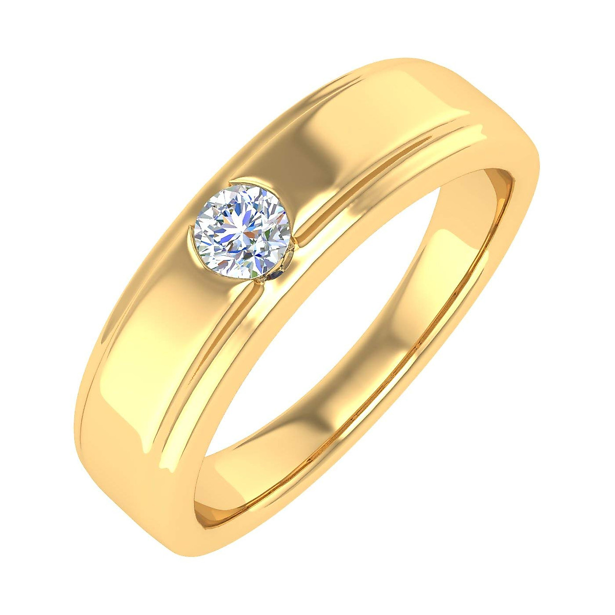 14K Yellow Gold Channel Set Diamond Solitaire Wedding Band Ring (0.18 Carat) (Ring Size 7)