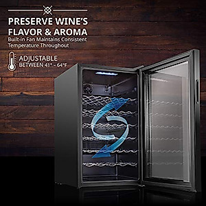 Ivation 51 Bottle Compressor Wine Cooler Refrigerator with Wi-Fi Smart App Control Cooling System | Large Freestanding Wine Cellar Fridge For Red White Champagne or Sparkling, Black Glass Door & Lock