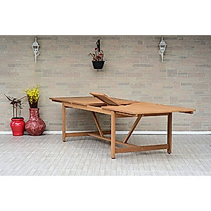 Brampton 9 Piece Outdoor Eucalyptus Extendable Dining Set | Perfect for Patio | with Teak Finish