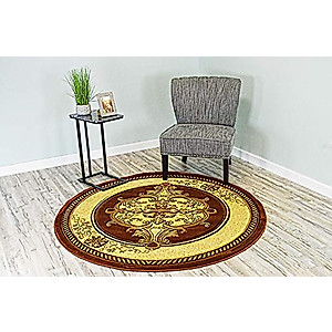 PlanetRugs Glamour Design 206 3D Hand Carved Traditional Rug Oriental Floral 7'9''x10'8'' Brown Chocolate