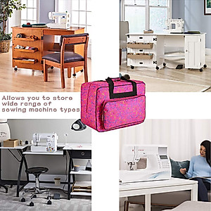 JanTeelGO Sewing Machine Carrying Case Tote Bag, Nylon Carry Bag, Padded Storage Cover Carrying Case with Pockets and Handles, Suitable for Most Standard Singer, Brother, Janome (Red)