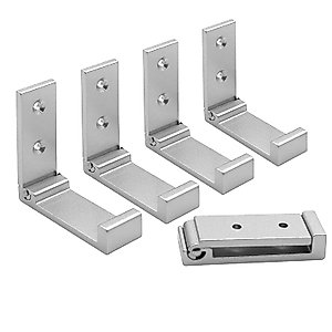 WaaWee 5Pcs Folding Coat Hooks, Wall Hanging Hooks - Aluminium Alloy Folding Clothes Hook, Foldable Aluminum Alloy Single Towel Hook ​for Bathroom, Bedroom and Fitting Room (Frosted Silver