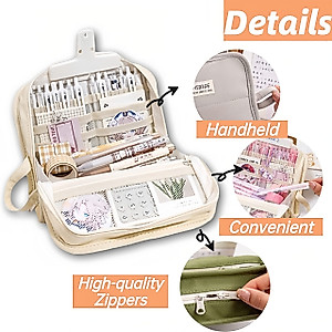 Large Capacity Pencil Pen Case with 9 Compartments Multi-Slot Durable Pencil Bag Pouch Box Organizer Cases Easy Grip Handle Aesthetic School Supply for Teen Girls Students Adults (Grey)