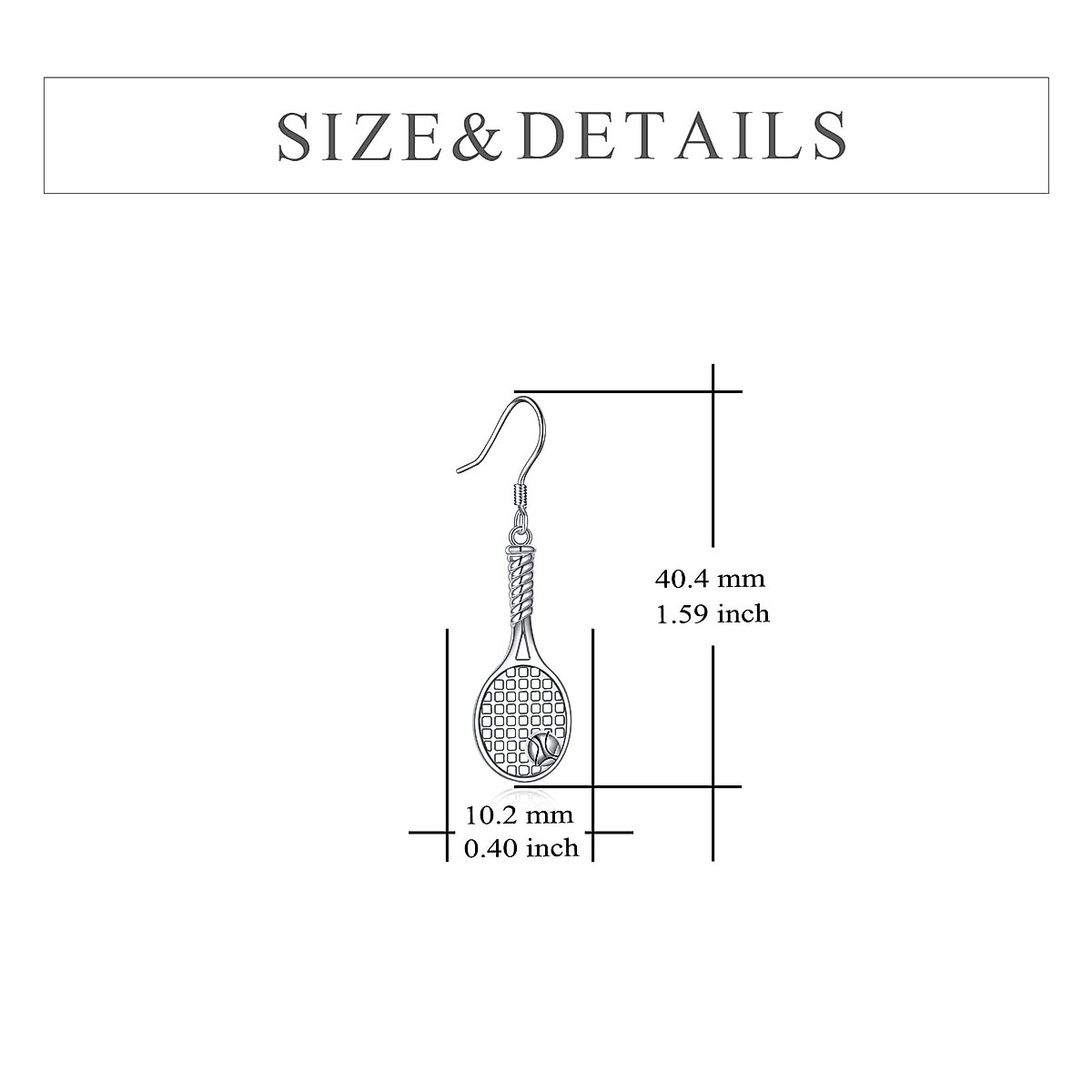 YFN Tennis Racket Earrings Sterling Silver Tennis Dangle Earrings Sport Jewelry Gifts for Women Tennis Lover