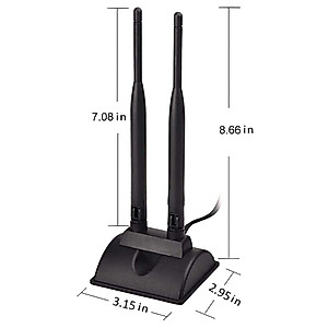 2.4GHz 5GHz Dual Band RP-SMA Male WiFi Antenna + IPEX MHF4 to RP-SMA Female Cable 9.8 inch for M.2 NGFF Network Card PC Computer