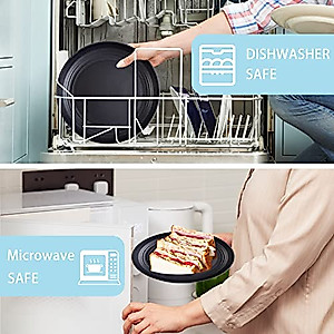 Supernal Wheat Straw Dinnerware Sets,Unbreakable Dinner Plates for 8,Microwave Dishwasher Safe,Reusable Dinnerware,Black Set 16pcs Plates, 8pcs Bowls, 8pcs Cups.