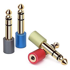 6.35mm 1/4 Male to 3.5mm 1/8 Female Stereo Headphone Adapter Audio Jack Plug Gold Plated for Speaker Headphone Guitar Digital Piano Amp, 4 Pack