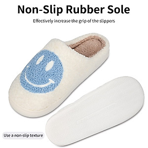 RaepperHan Smile Face Slippers, Ladies Retro Soft Plush Lightweight Home Slippers Slip On Comfortable Indoor Outdoor Non-Slip Sole Cute Fashion Gift White-purple, 7.5-8.5 Women/6-7 Men