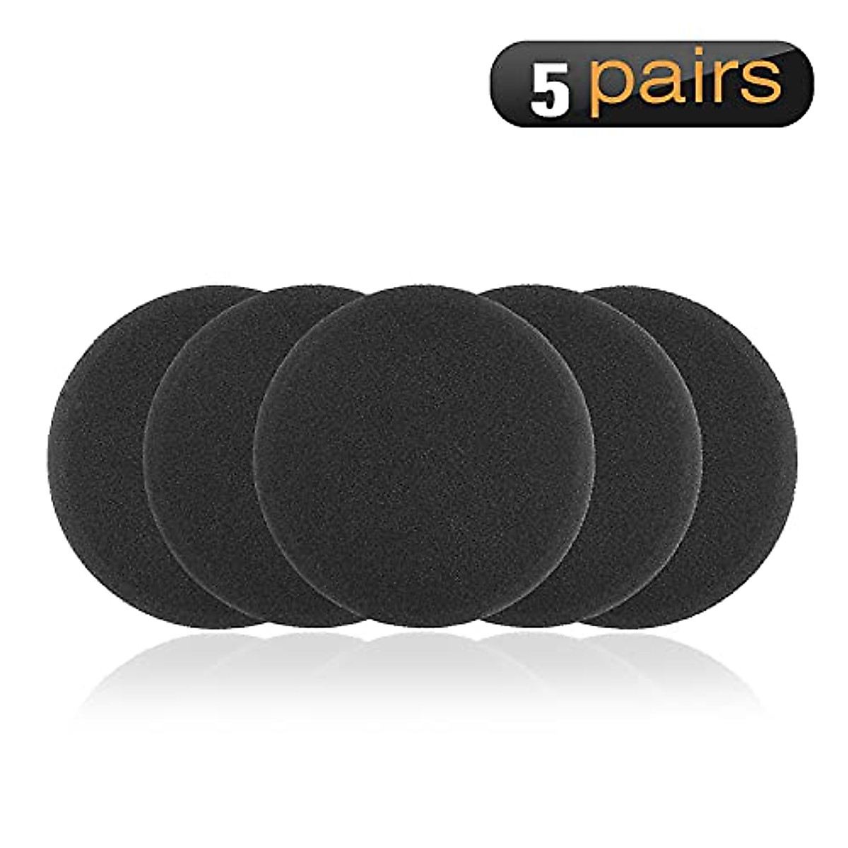 Geekria 5 Pairs QuickFit Foam Replacement Ear Pads for Sennheiser PX100, PX80, PC131, Koss SP, Koss PP Headphones Earpads, Headset Ear Cushion Repair Parts (Black)