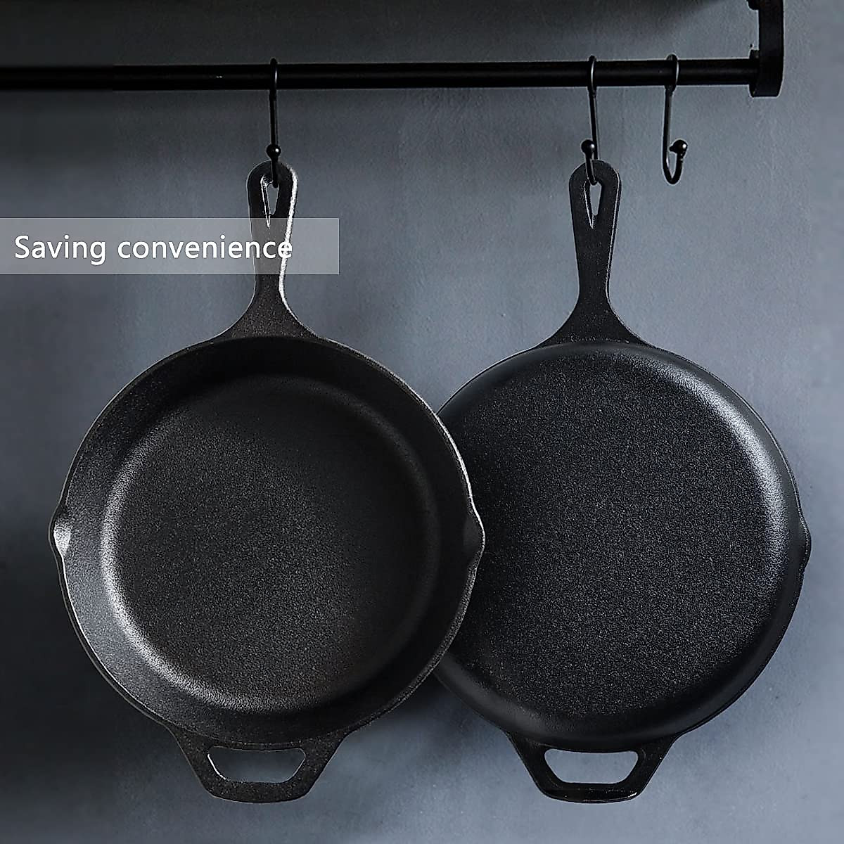 GOODFEER Cast Iron Skillets,10 inch Round Cast Iron Pan No Coating Physical Non Stick Grill Pan For Stove Tops/Camping BBQ