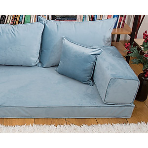 Livingroom Floor Cushions, Floor Sofa Seating, Velvet Fabric Sofas, Oriental Moroccan Sofas, Sectional Couches, Yoga Meditation Sofas (Grey)