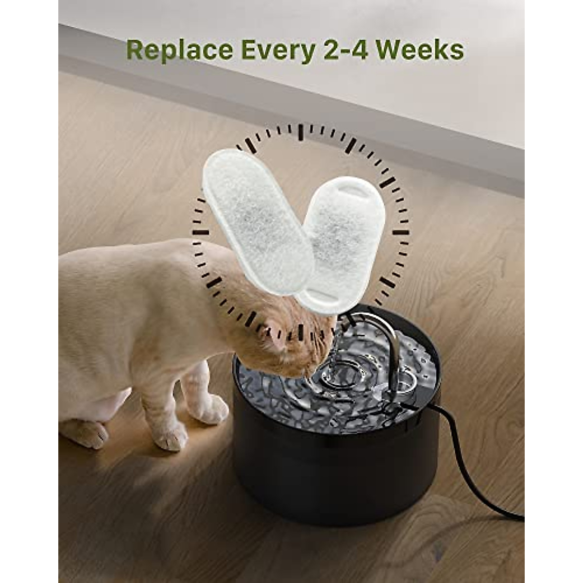 GIOTOHUN Cat Fountain Filters, 4 Pieces Filters + 4 Pieces Foam Filters for Cat Fountains, Filtering Hair (Sponge), Triple Filtering (Filter), Suitable for H1