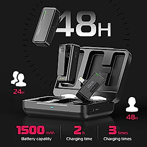 ULANZI UW-MIC Wireless Lavalier Microphone 2.4GHz for iPhone iPad, 2-in-1 Plug-Play Mic with Charging Case for Phone Video Recording Interview Youtubers Vloggers, 328ft Transmission Range