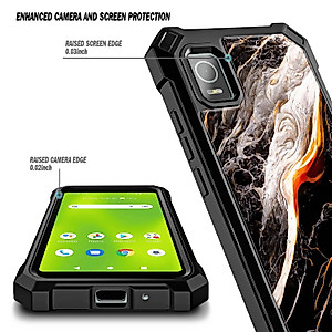 NZND Case for TCL 30Z (T602DL), TCL 30 LE with [Built-in Screen Protector], Full-Body Protective Shockproof Rugged Bumper Cover, Impact Resist Phone Case (Black Marble)