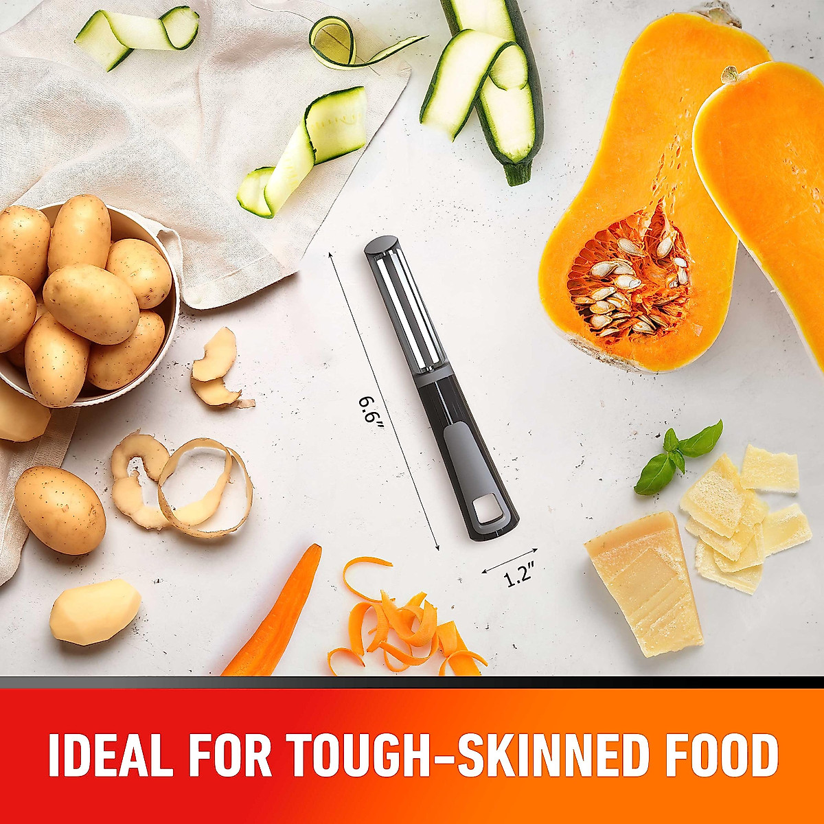 Mueller UltraGlide Swivel Vegetable Peeler for Kitchen with Ergonomic Non-Slip Handle - Fruit, Veggie, Apple, Cucumber, Potato Peelers, Stainless Steel