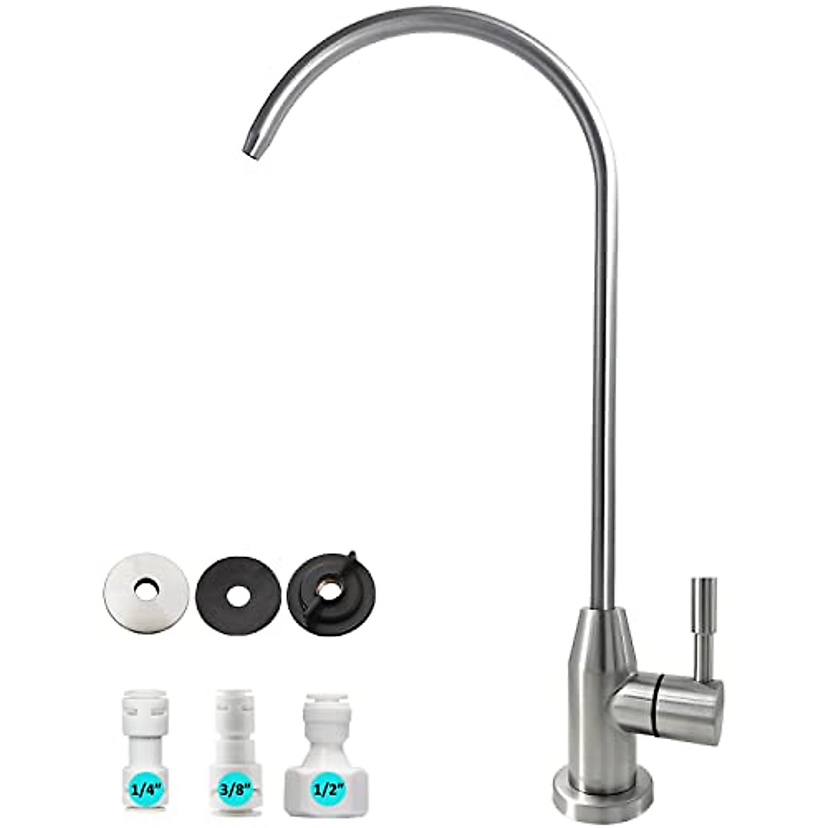 Upgrade Drinking Water Faucet, Lead-Free Kitchen Water Filter Faucet Bar Sink Faucet for Water Purifier Filter Filtration System, 1/4-inch Tube, Brushed Finish Stainless Steel by Lesica-RY