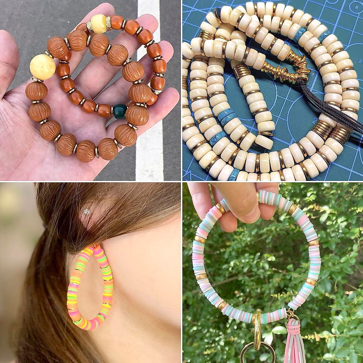 Cheriswelry 370pcs 6x1mm Flat Round Metal Heishi Beads Spacer Gold Plated Hematite Beads Friendship Bracelet Boho Beads Flat Disc Coin Loose Beads for Surfer Bohemian Jewelry Making Supplies