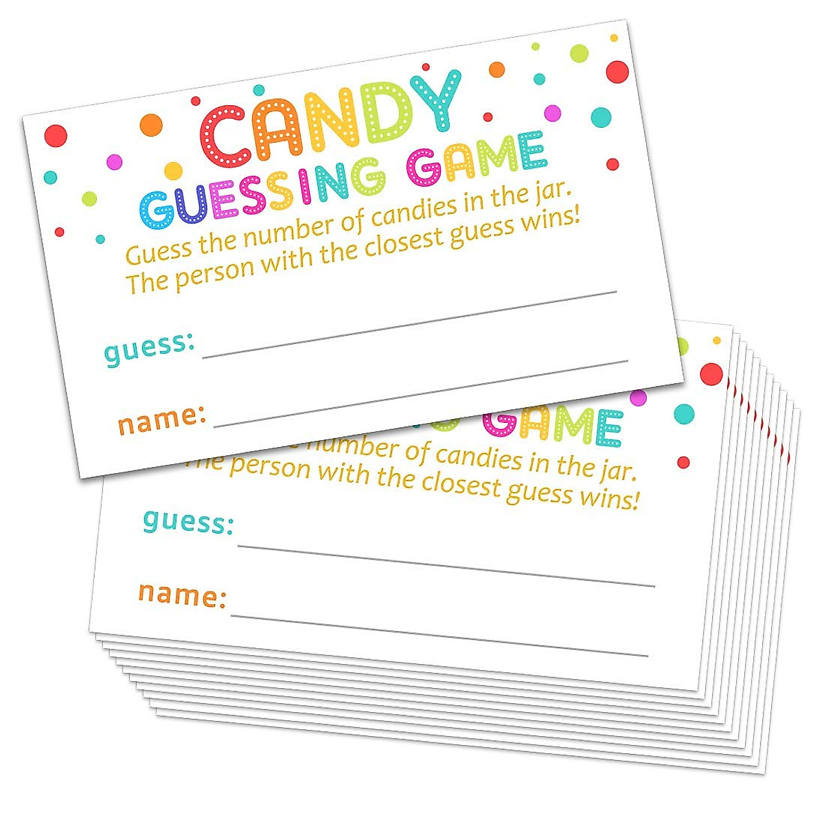 Yangmics Direct 60 Candy Guessing Game Cards - Guess How Many in the Jar Game Tickets-Baby Shower Party Collection