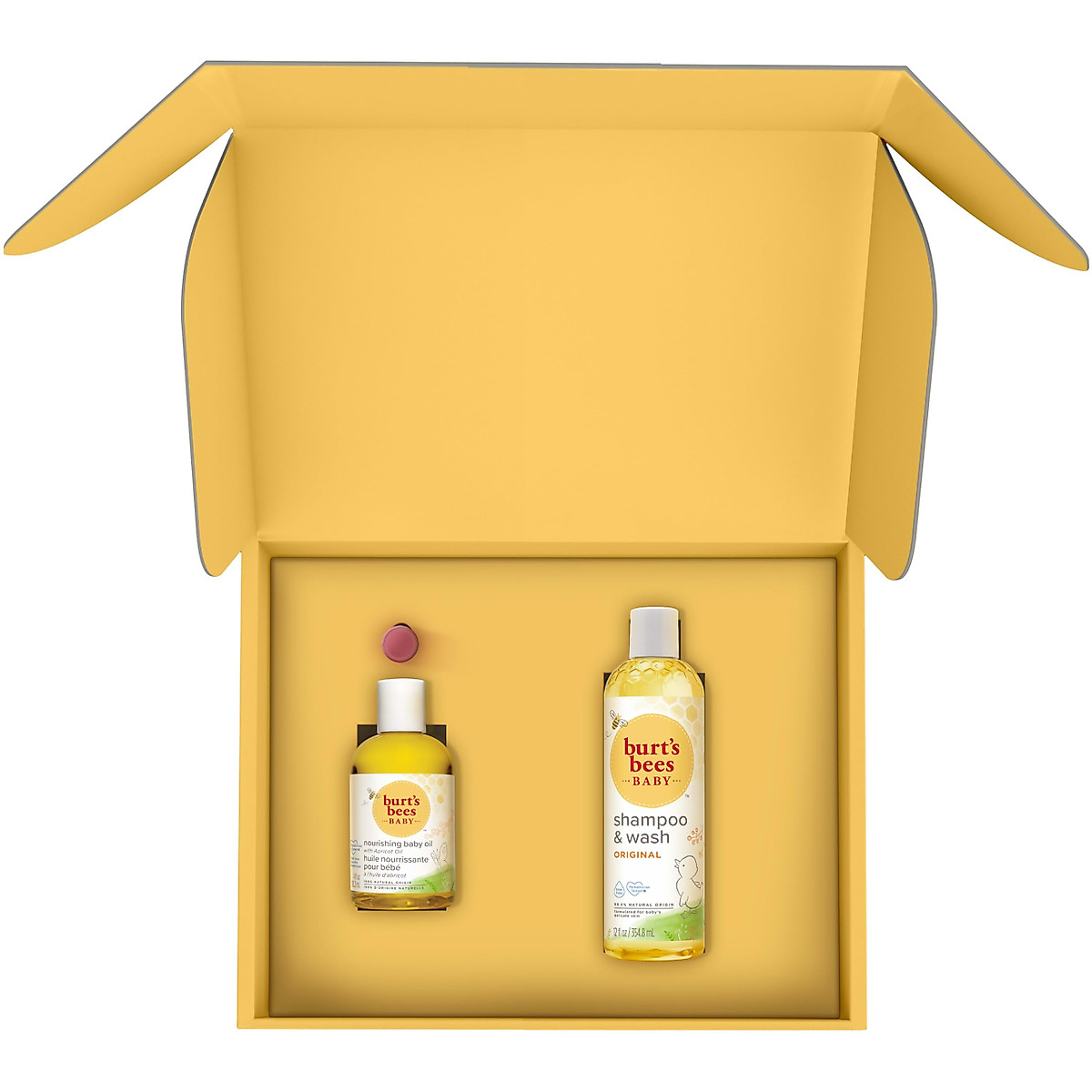 Burt's Bees Baby and Mom Gift Set with Nourishing Baby Oil, Original Baby Shampoo and Wash, and 100% Natural Origin Tinted Lip Balm, Red Dahlia