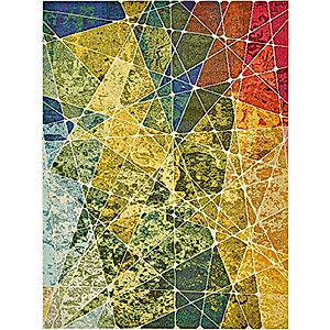 Unique Loom Estrella Collection Mosaic, Distressed, Modern, Abstract, Bright Colors Area Rug, 9 ft x 12 ft, Multi/Green