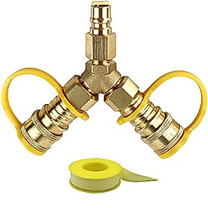 Hosile /8" Y-Splitter Separator Quick Connect/Disconnect Adapter for Low Pressure Natural Gas or Propane Systems,Suitable for Natural Gas Grills,RV,Courtyard Fire Pits.…
