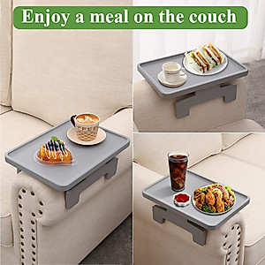 SINWANT Sofa Arm Clip Table,Sofa Arm Tray Table for Couch,Arm Rest Table Suitable for Home Drinks/Eat/Fruit,Sofa Tray Table for Couch Tray,Coffee Table & Side Tables for Small Spaces, Grey
