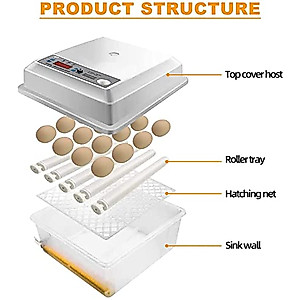 YaeCCC Egg Incubator, Automatic Egg Hatching Incubator Temperature Control for Hatching Chicken Duck Quail Bird Eggs (16 Eggs)