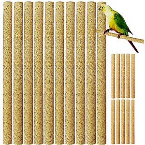 20Pcs Sand Perch Covers for Bird - 7.5" Bird Perchs Bird Stand Bird Cage Accessories Natural Wood Perch Platform Paw Grinding Stick for Parakeets, Lovebirds, Parrotlets, Canaries