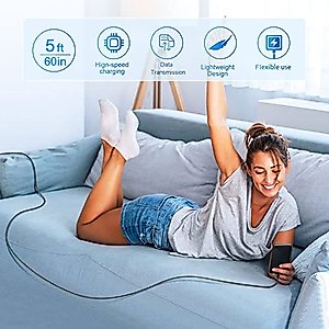 USB C Charger Cable for TCL 30 SE, TCL 20 Pro 5G, TCL 10L, TCL 10 Plus, TCL 20S, TCL 20 SE, TCL 10 5G UW, TCL 10 SE, TCL 10 Pro, TCL 405, TCL 30XL 2022, TCL 40R Cell Phone Charging Cable Adapter (5FT)